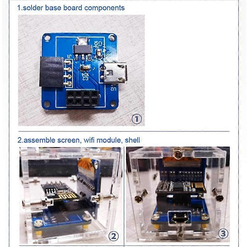 ESP8266 DIY Electronic Kit Mini Clock OLED Display Connect with Shell ...