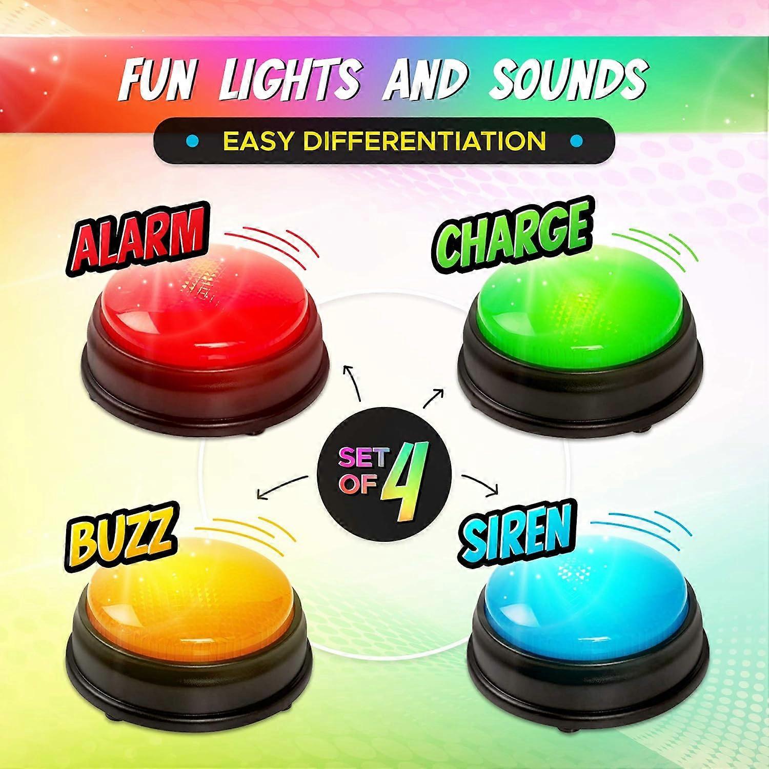 Quiz Buzzers - Set of 4 light and sound buzzers for pub quiz games ...