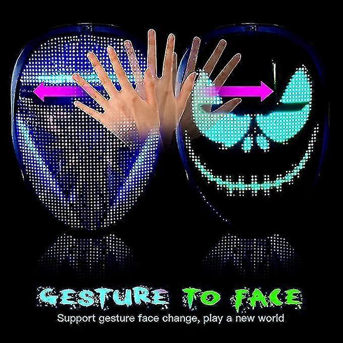 Bluetooth Rgb Light Up Led Mask Diy Picture Animation Text Halloween ...