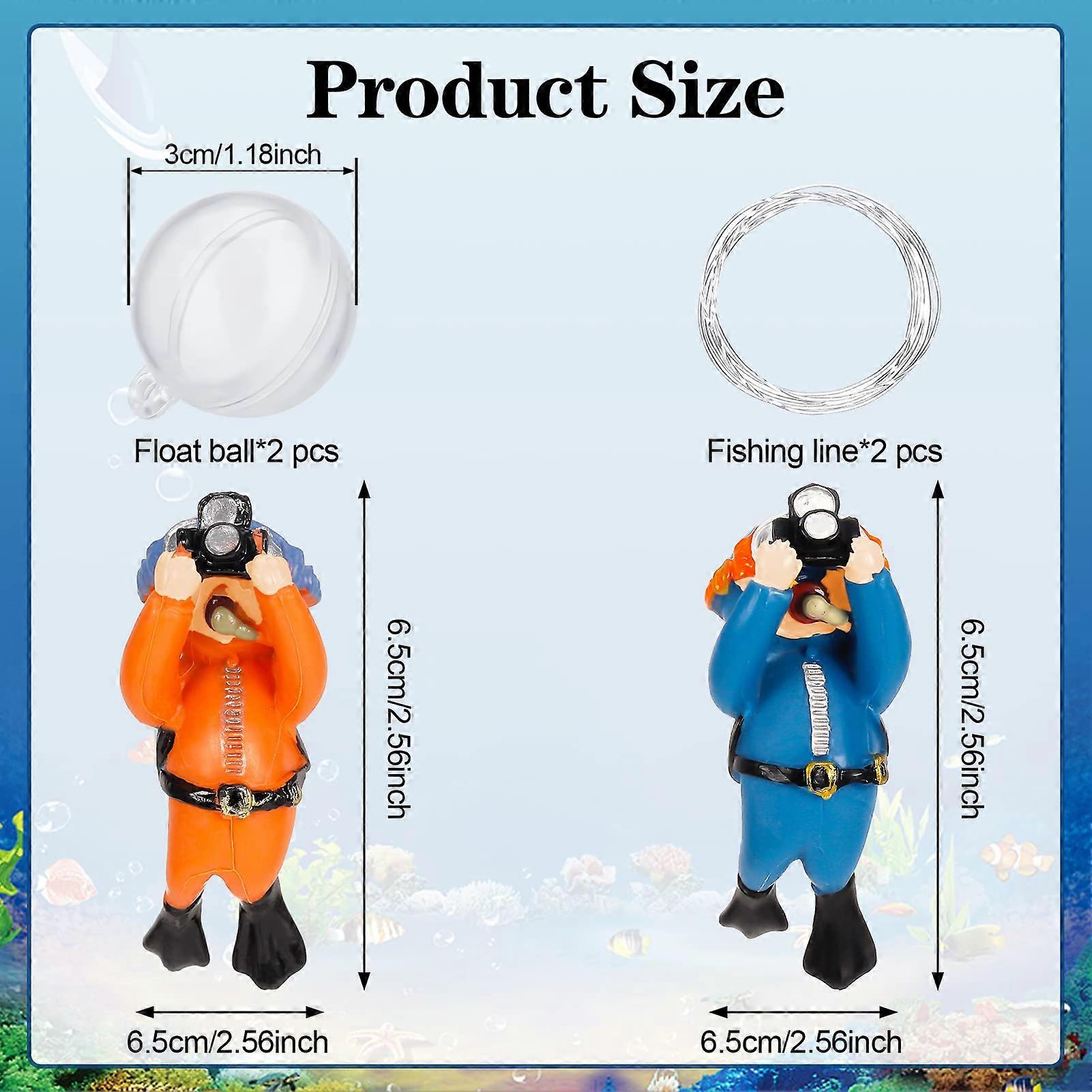 2 Pack Diver Aquarium Decorations, Fish Tank Decorations with Floating ...