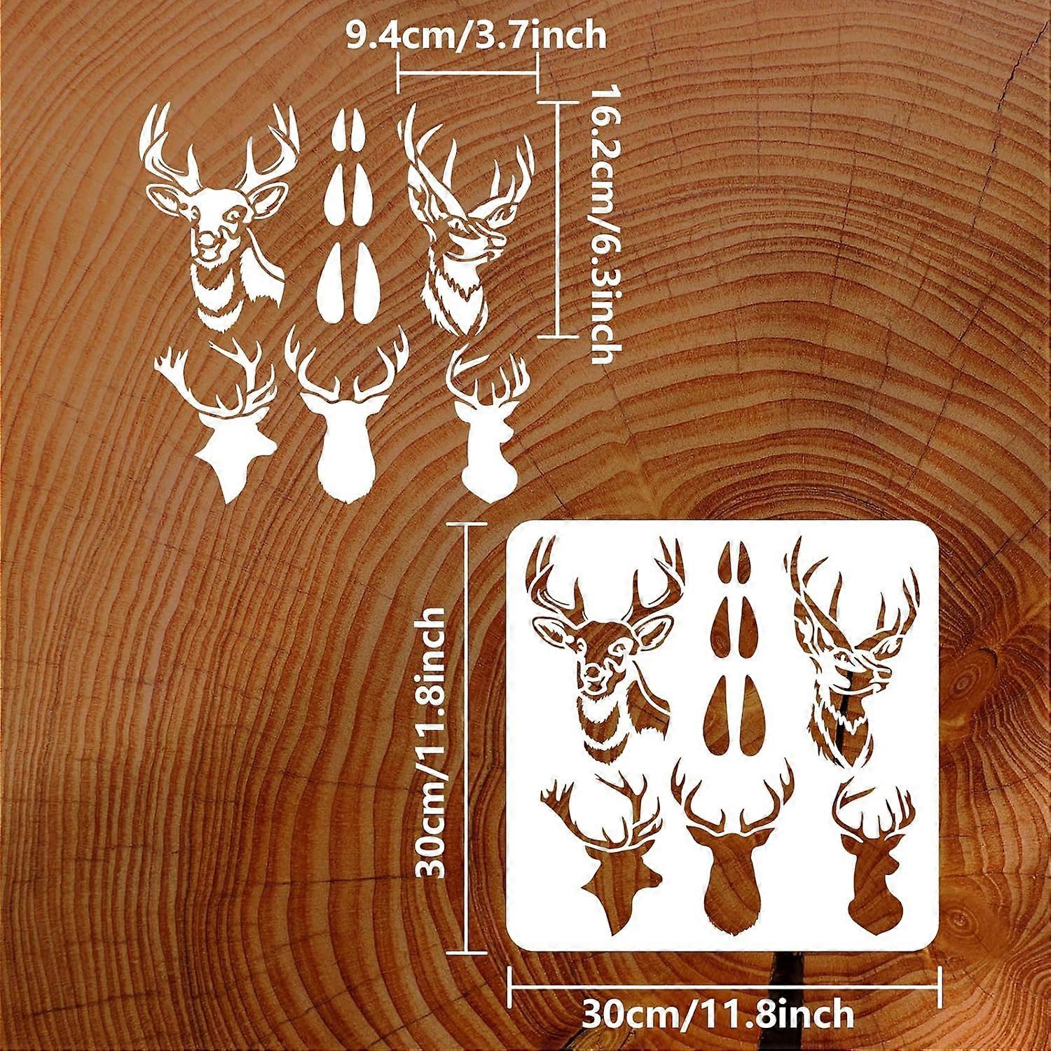 Deer Head Painting Stencil 11.8x11.8 inch Deer Horn Plastic Stencil ...