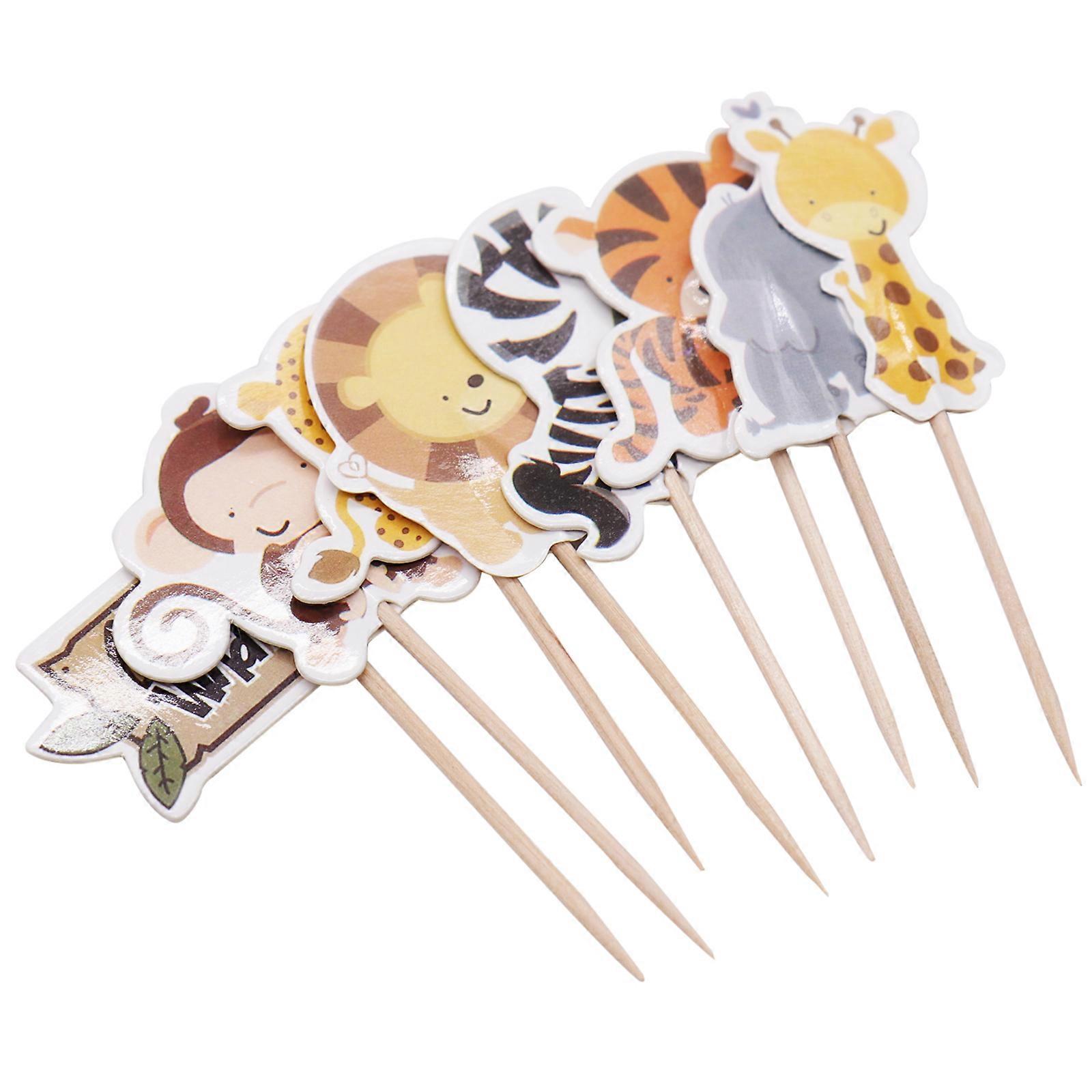 24pcs Wild Jungle Animal Theme Cupcake Topper party decoration zebra ...