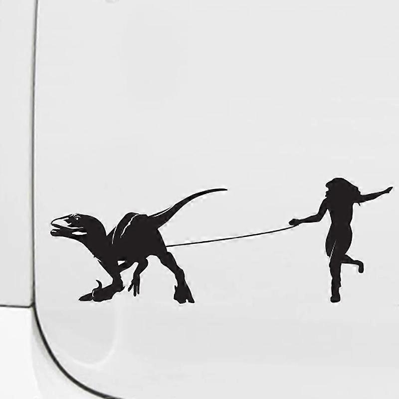 Funny Cartoon Car Stickers Velociraptor Walker Woman Walking Raptor ...