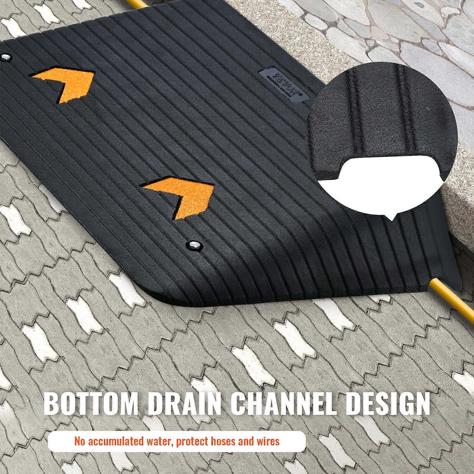 Upgraded Rubber Threshold Ramp, 4" Rise Door Ramp with 1 Channel ...