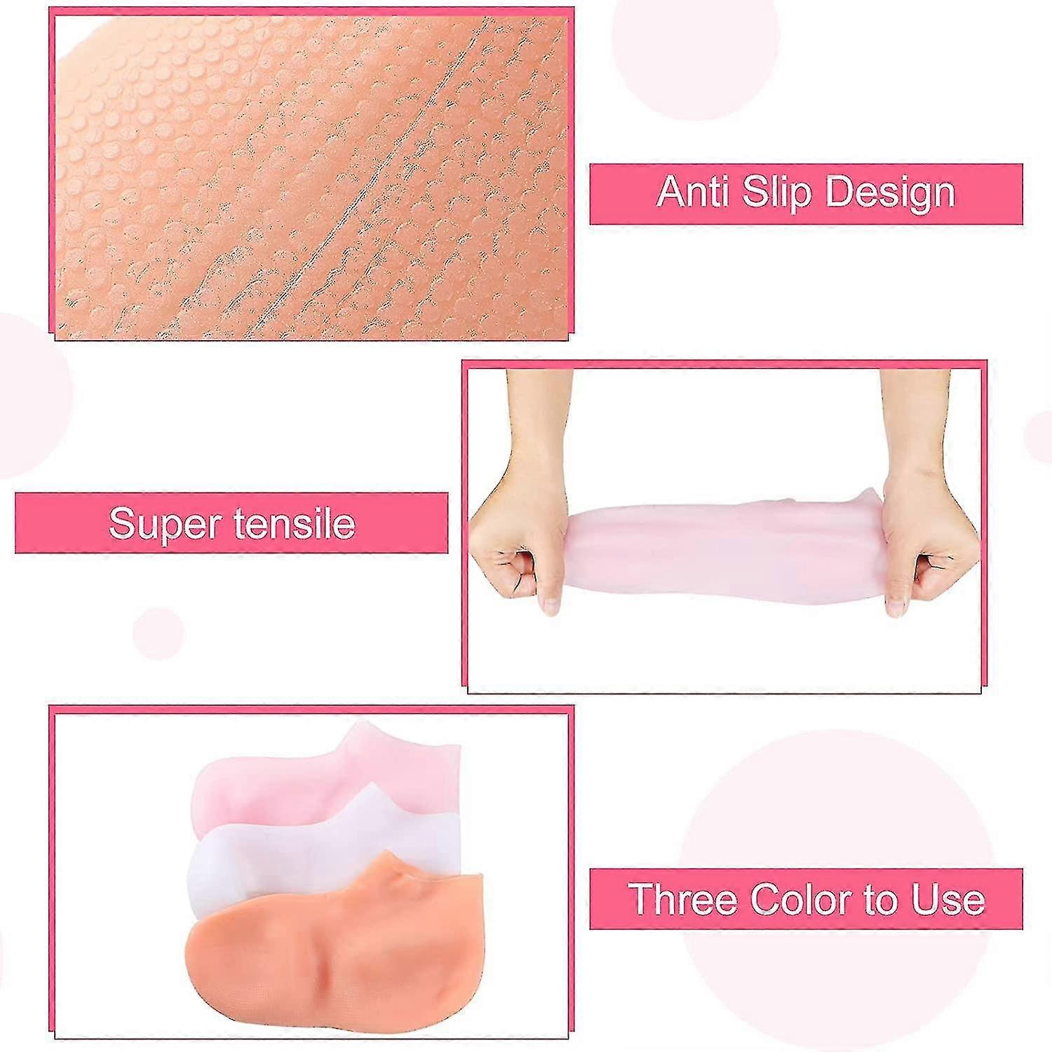 Silicone Socks 3 Pairs Aloe Socks Silicone Gel Heel Socks Anti Slip ...
