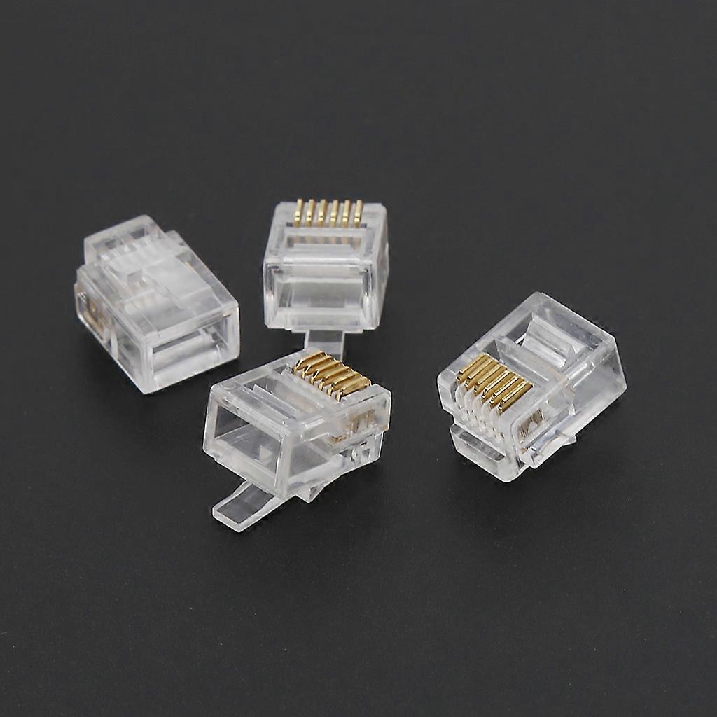 100pcs RJ12 6P6C Modular Cable Head Telephone Connectors Crystal Plugs | Fruugo UK