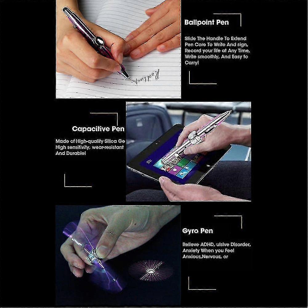 3 In 1 Sensory Toy Edc Metal Shell Fidget Spinner Pen Autism Anxiety ...