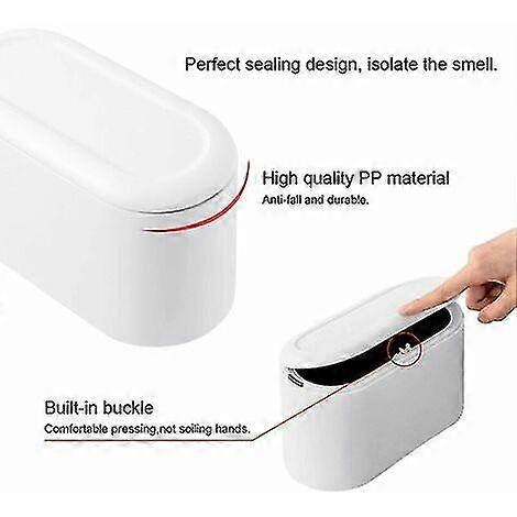 Small Table Top Waste Bin With Push Button Lid For Office, Bathroom ...