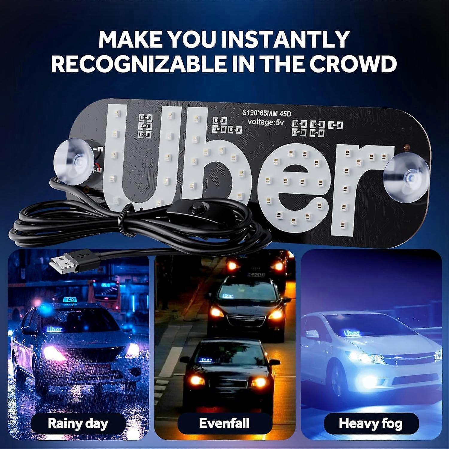 LED Car Light Sign Decoration with Suction Cups Super Bright Plug-Play ...