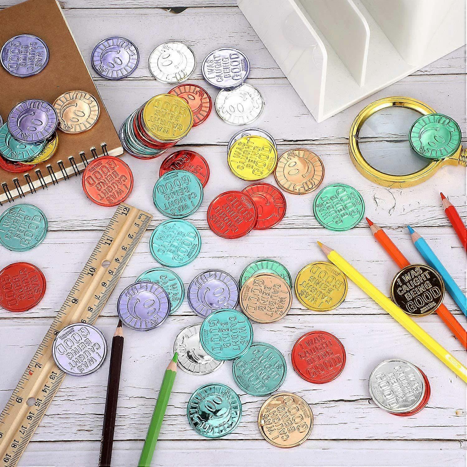 200 Pieces I was Caught Being Good Incentive Coins Colorful Plastic ...