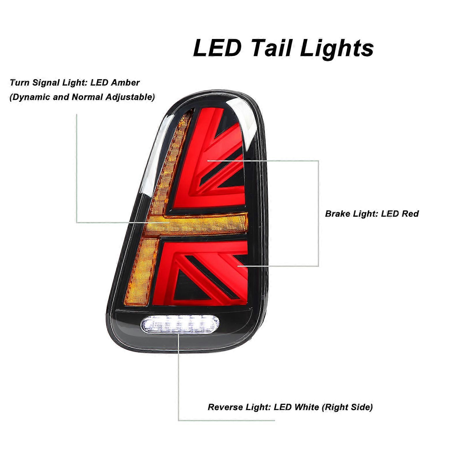 Dynamic Turn Signal Full LED Union Jack Tail Lights for Cooper R50 R52 ...