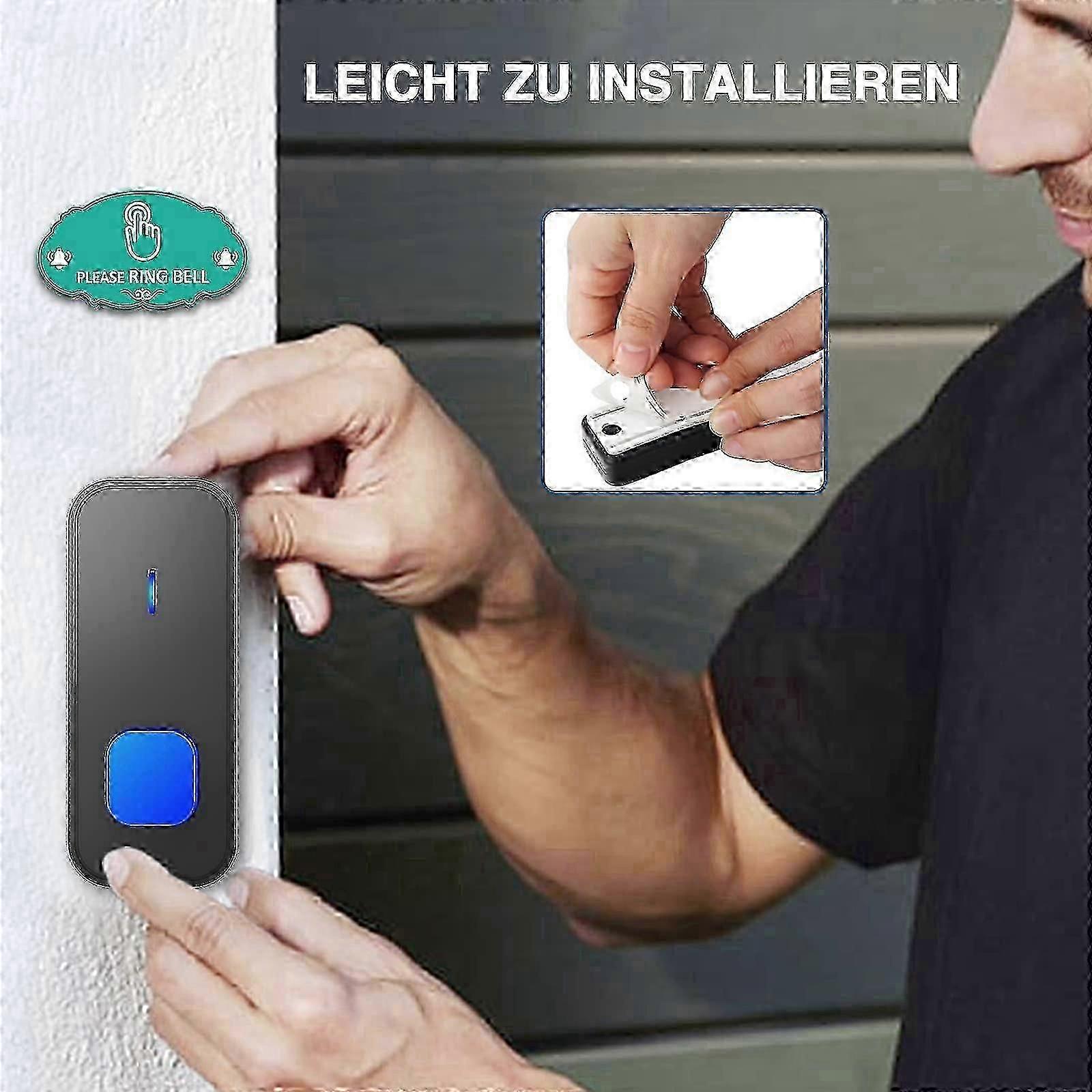 Wireless Doorbell, 400M Door Bell IP55 Waterproof Electronic Chime ...