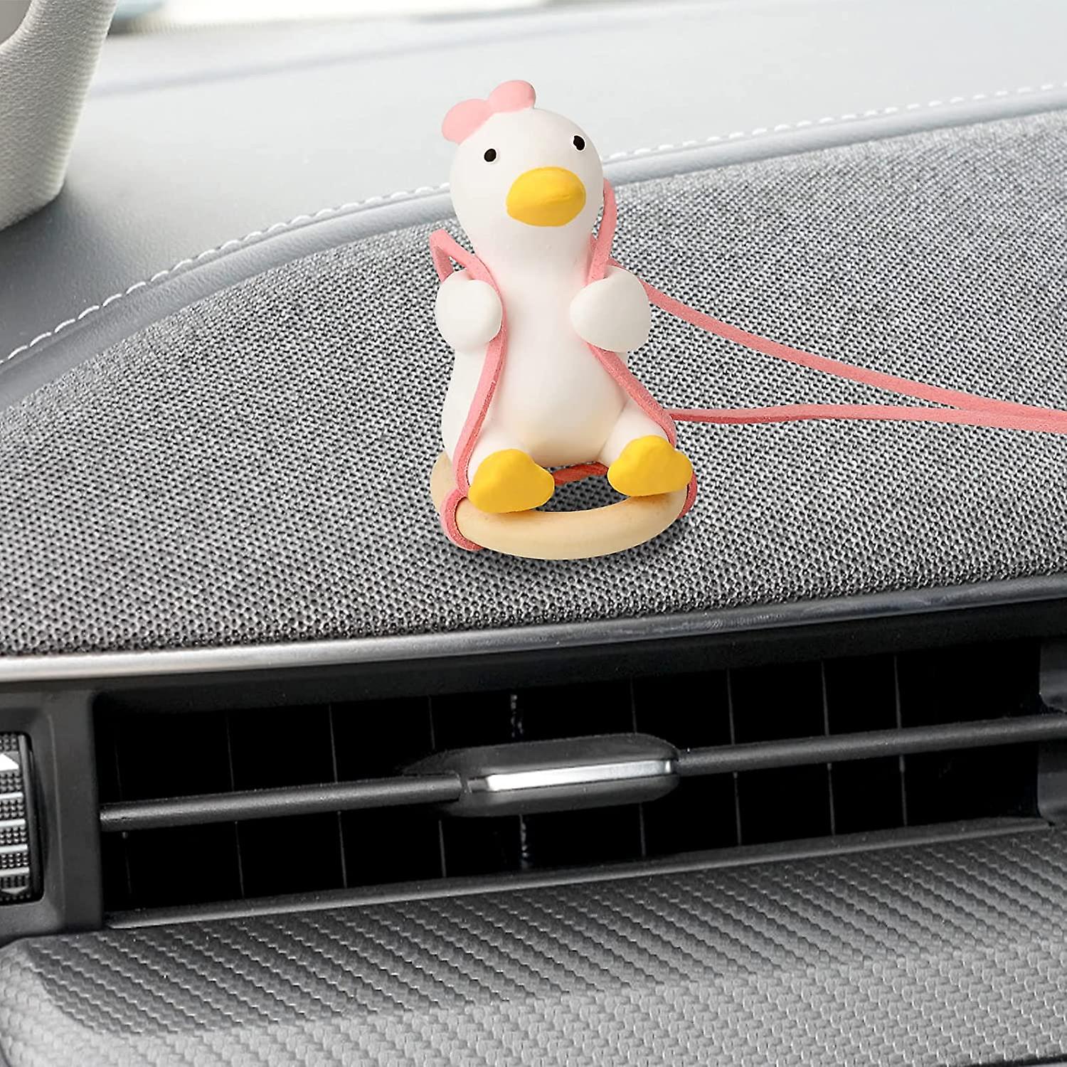 Cute Swinging Duck Car Pendant Cool Flying Duck With Swimming Ring Car ...