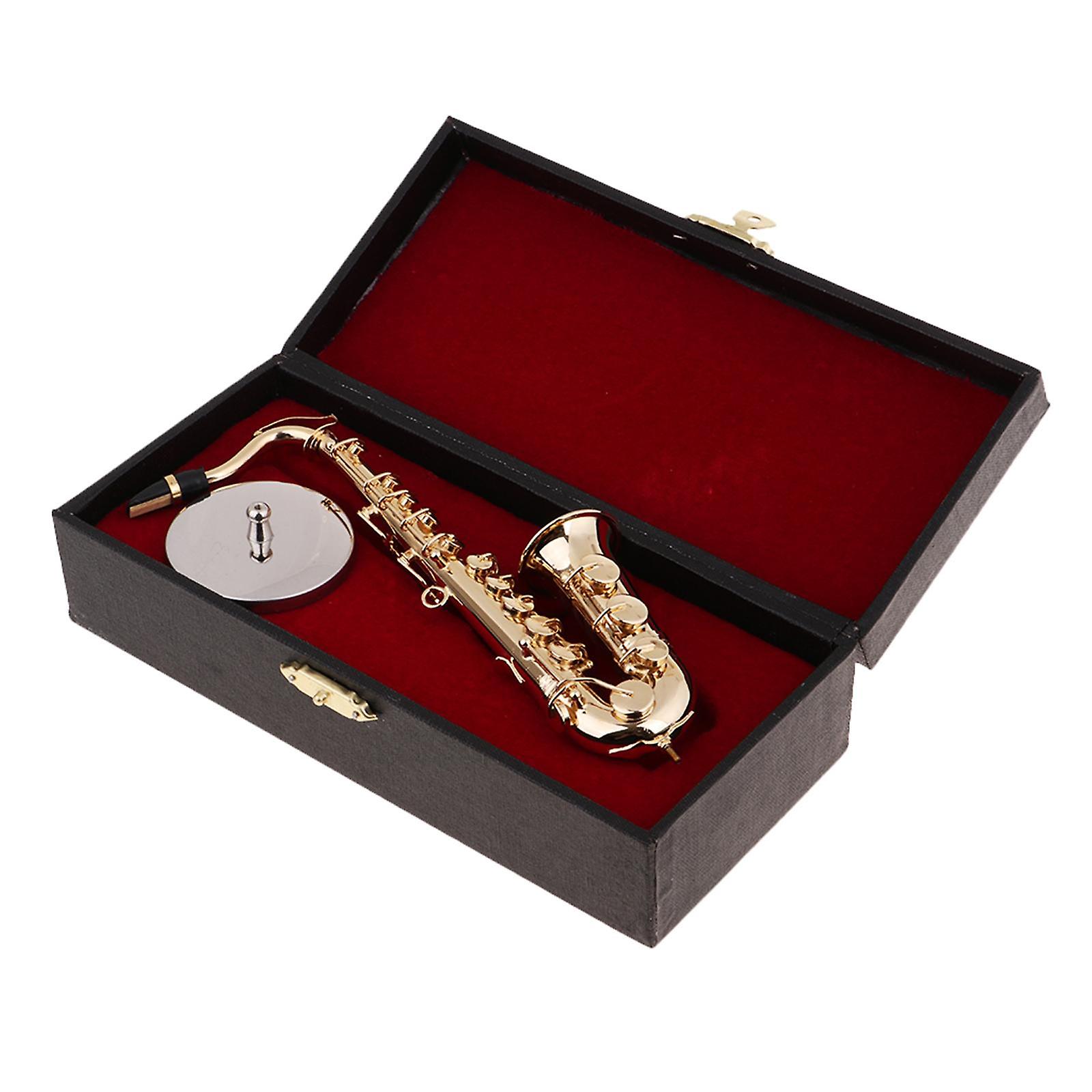 1:12 Mini Saxophone Model Musical Instrument w/ Storage Case Dollhouse ...
