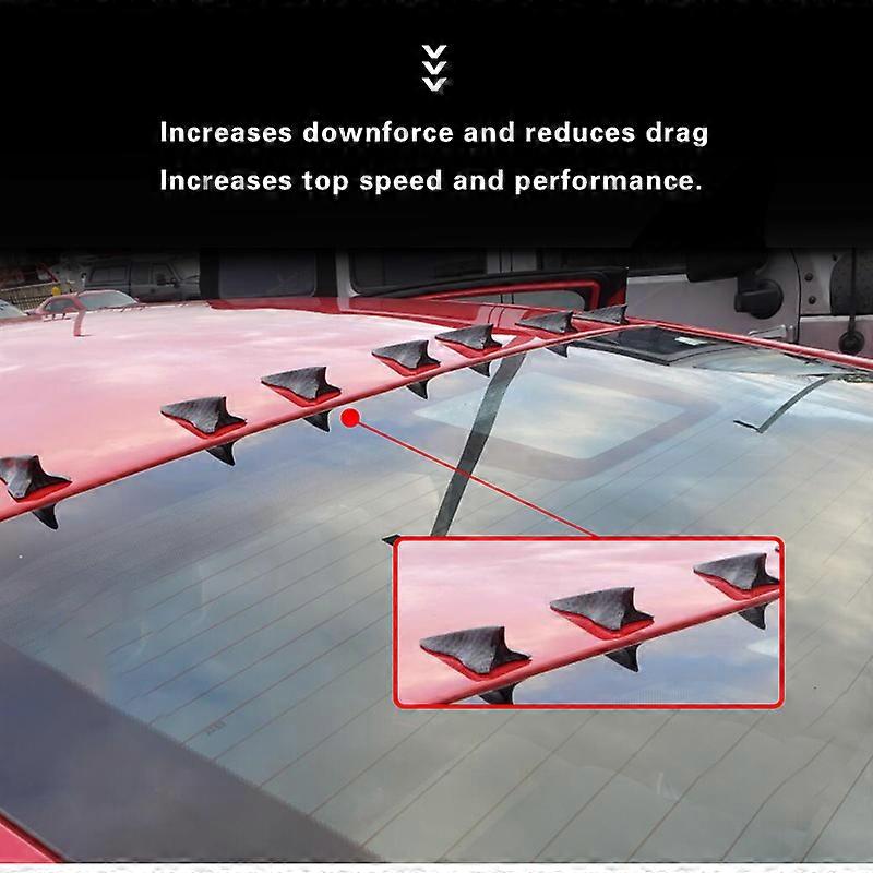 2Pcs Weatherproof Carbon Fiber Black Roof Shark Fins Spoiler Wing Kit ...