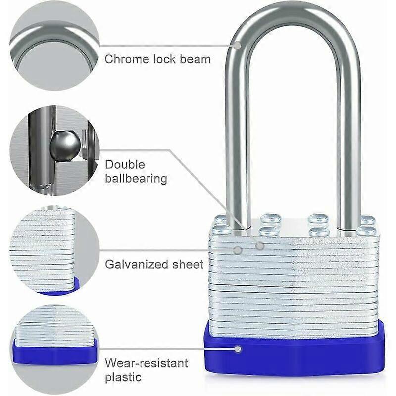 Laminated Steel Outdoor Padlock, [Set of 2][4 Keys] Waterproof Very ...