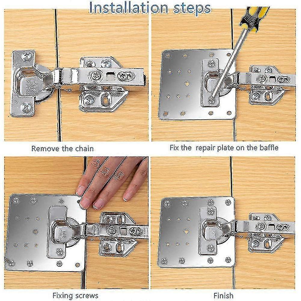 10pcs Cabinet Hinge Repair Plate Kit With Holes Flat Fixing Brackets ...