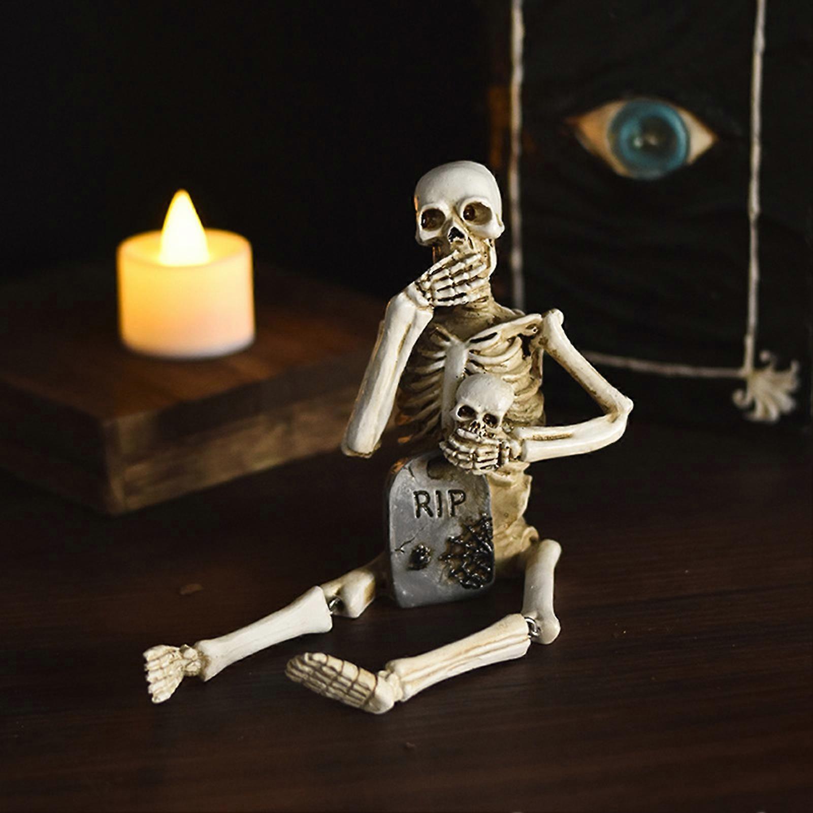 3-Piece Halloween Skeleton Statue See Speak Hear No Evil Resin Skeleton ...