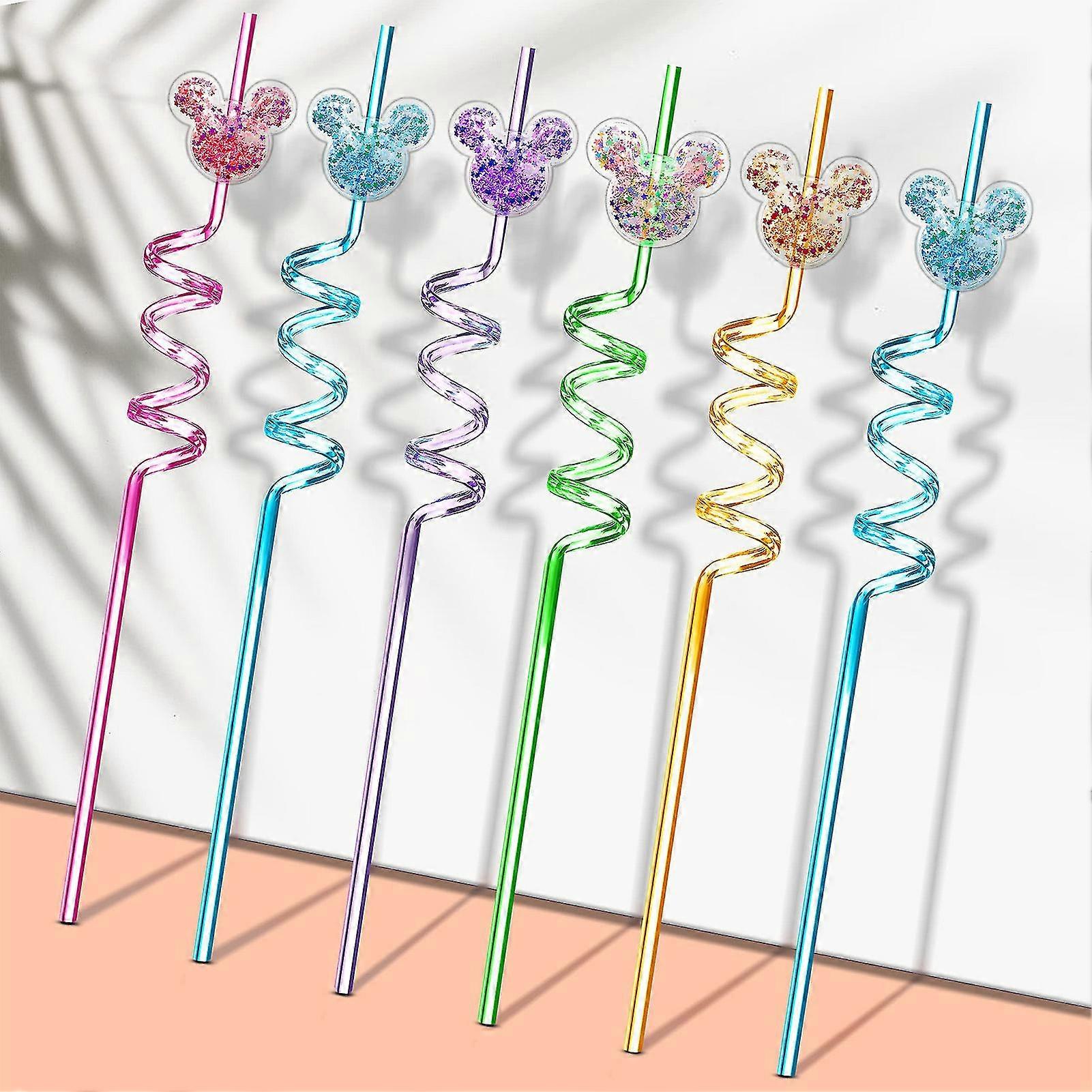8pcs Glitter Mouse Pvc Straws Food-grade Colorful Drinking Straws For ...