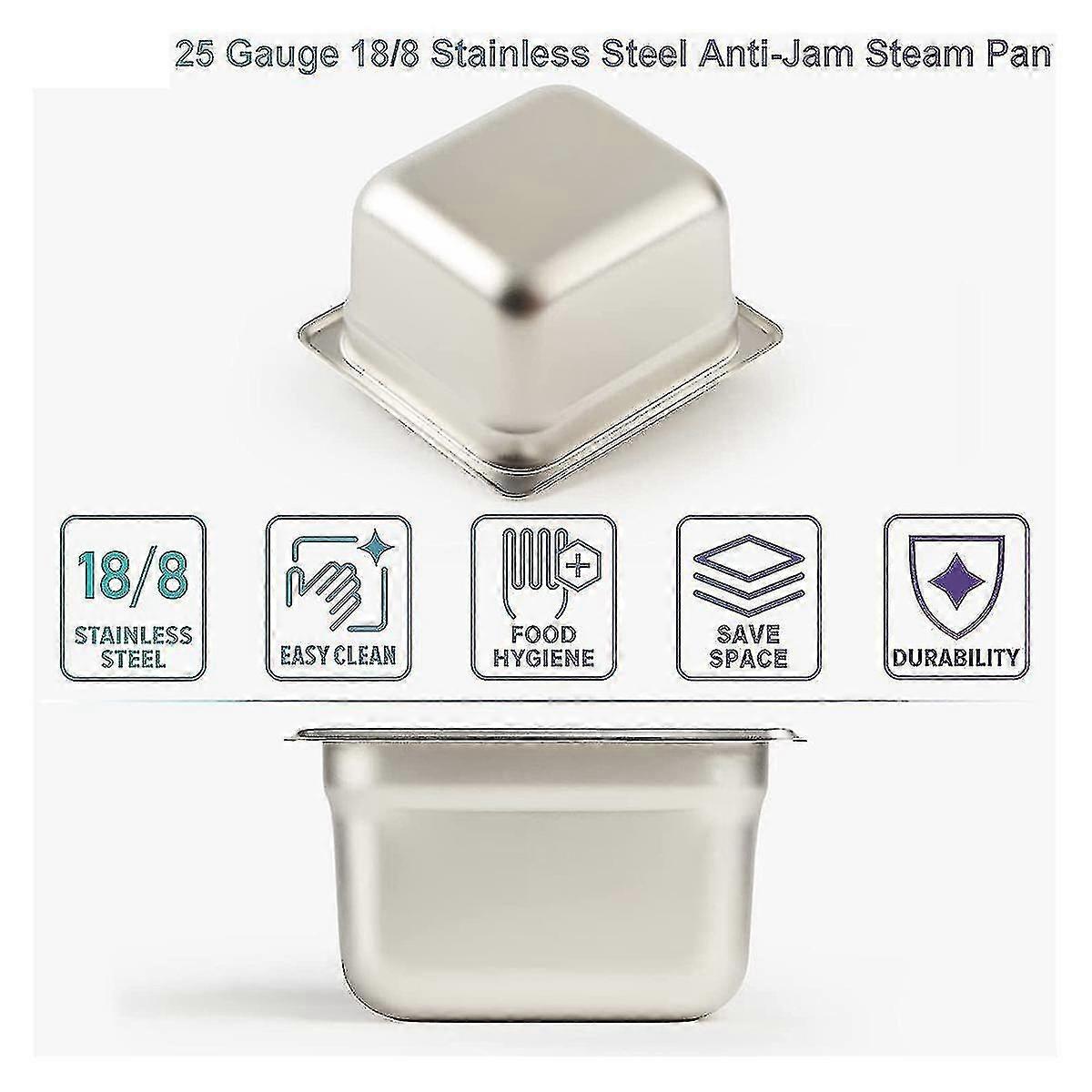 6 Pack Anti-jam Slotted Hotel Pans With , 1/6 Size 4 Inch Deep ...
