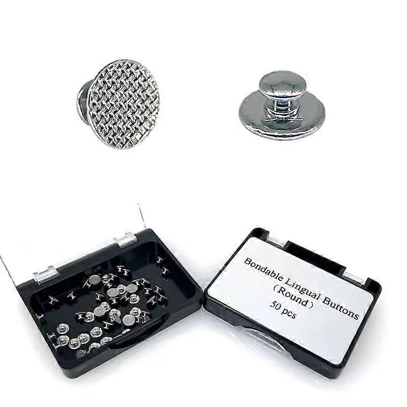 50Pcs Composite Orthodontic Buttons Metal Round /Rect Dental Direct ...