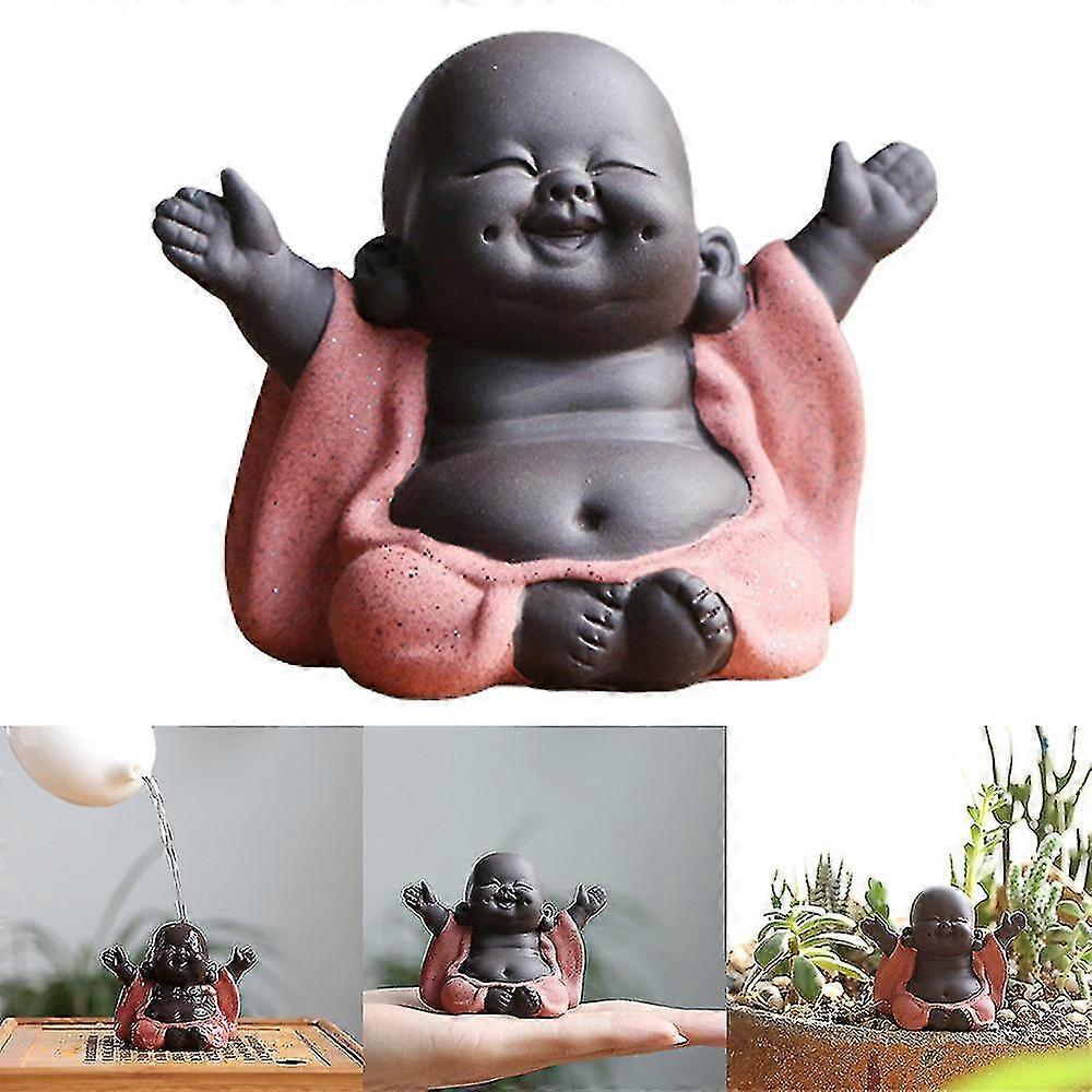 Laughing Buddha Statue Little Monk Figurine Home Office Ornaments ...