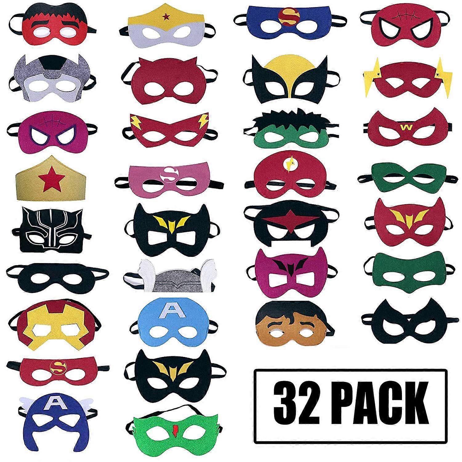 Superhero Masks Party Favors for Kid (32 Packs) Felt and Elastic ...