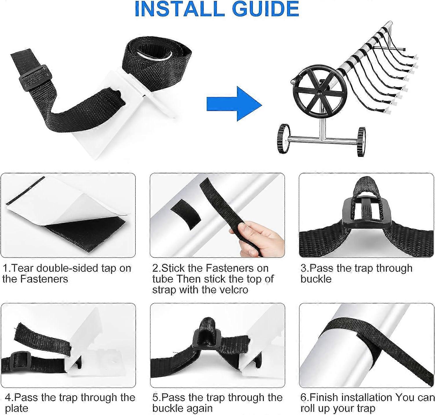 Solar Pool Tarpaulin Fixing Kit, Solar Cover Straps Kit for Universal ...