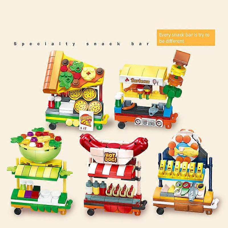 Creative Mini Street View Series BBQ Stall French Fry Shop Pizza Shop ...