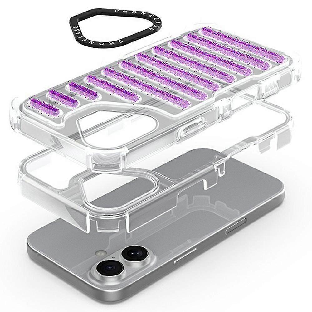 For iPhone 16 Plus Case Capsule Glitter PC TPU Phone Protective Cover ...