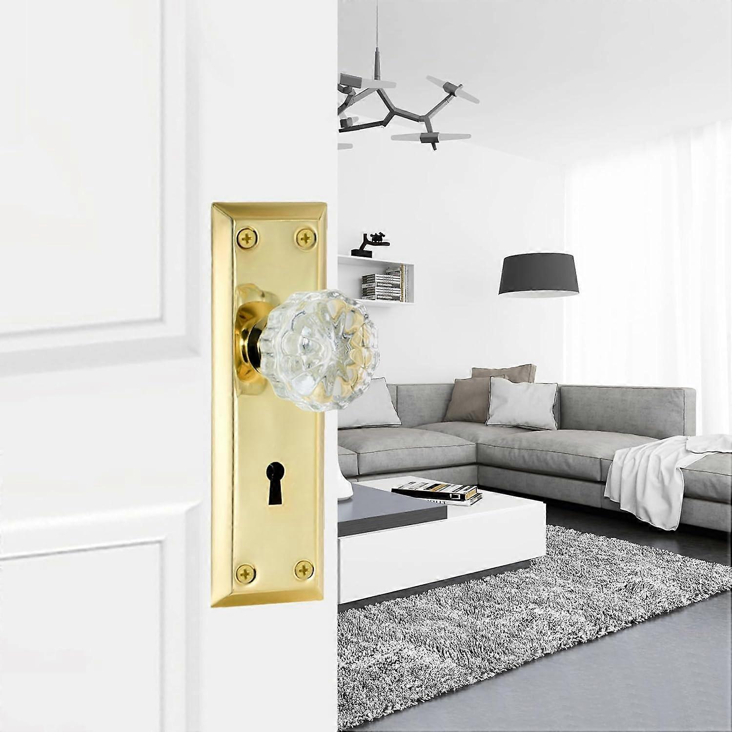 Gold Mortise Lock, Antique Style, Crystal Glass Design | Fruugo UK