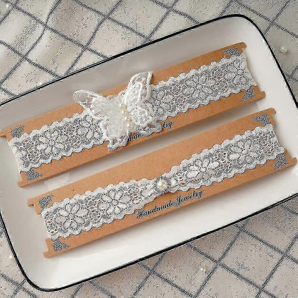 2 Pcs Butterfly White Lace Garters Stretch Leg Wedding Garter Garters ...