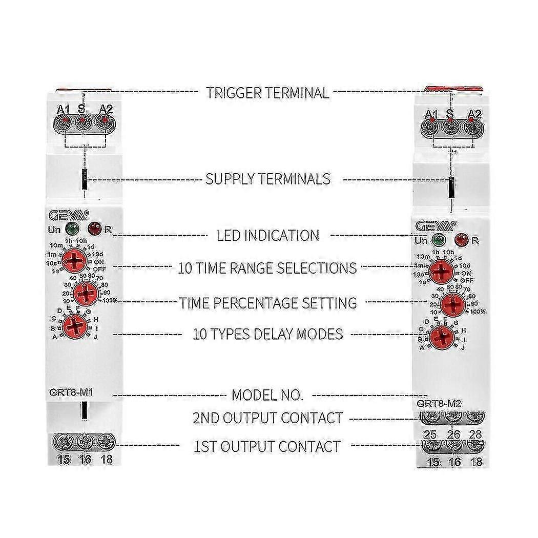 Geya Grt8-m1 On Off Time Delay Relay 16a Ac/dc12v-240v Multifunction ...
