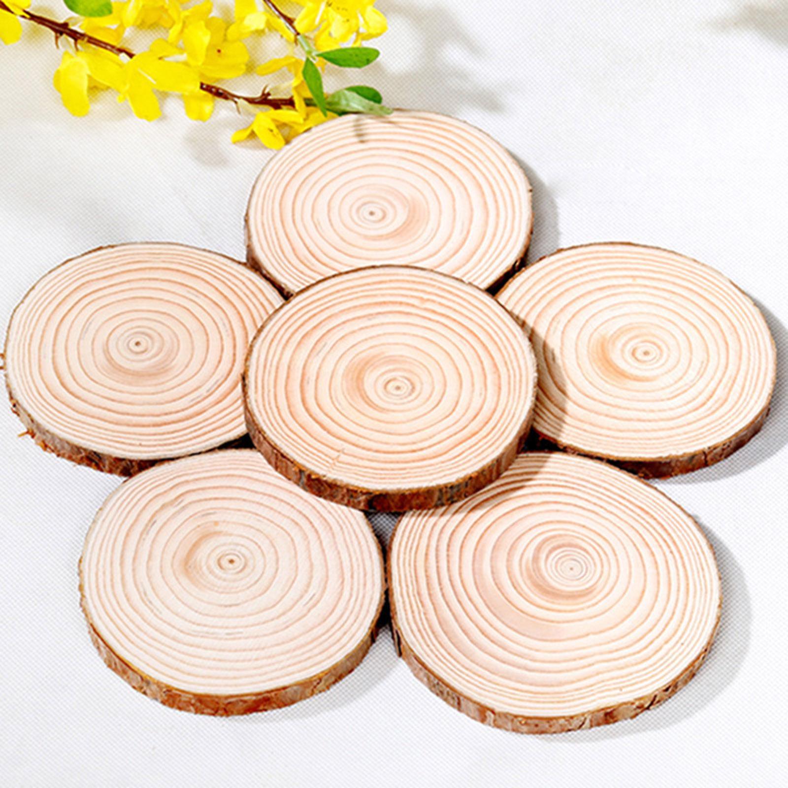 10 Pieces Natural Wood Slices Diy Crafts Round Wooden Circles With Tree ...