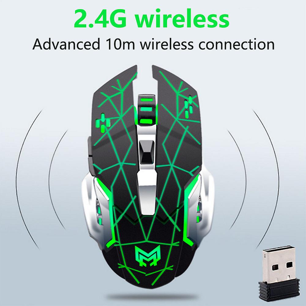 Rechargeable 2.4ghz Wireless Gaming Mouse With Usb Receiver, 7 Colors Backlight For Computer Pc ...