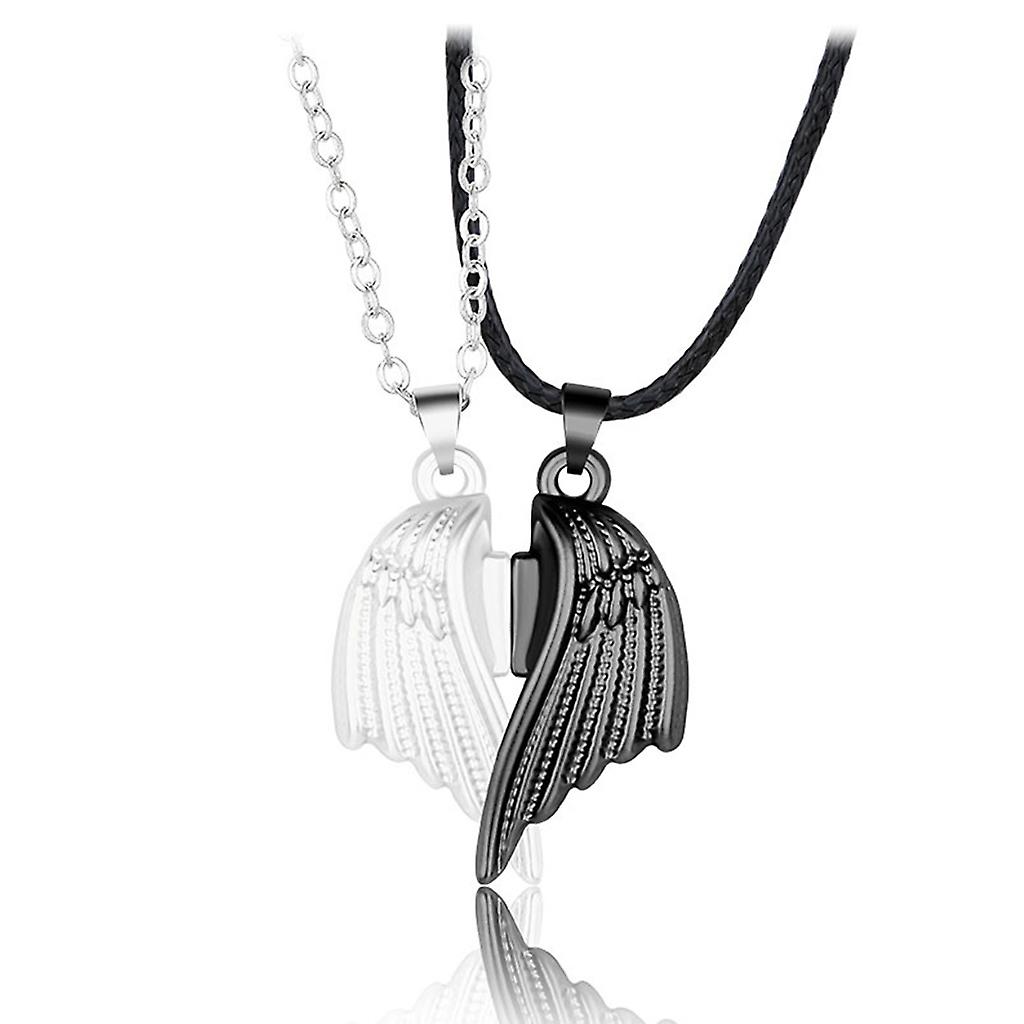 Angel Wings Couple Magnetic Distance Necklace Minimalist Matching Chain ...