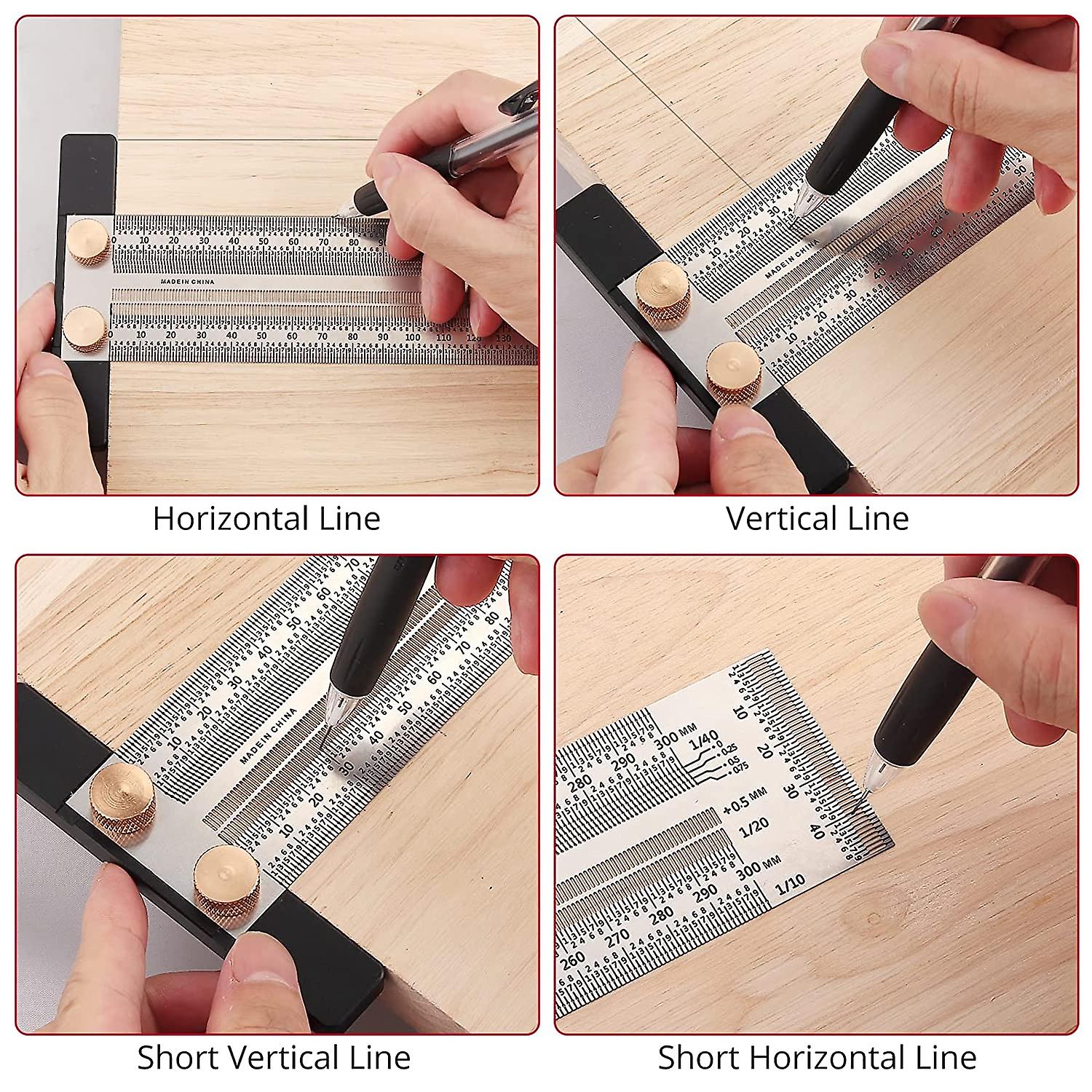 200mm Stainless Steel Scribing Ruler Precision Marking Ruler Ultra ...