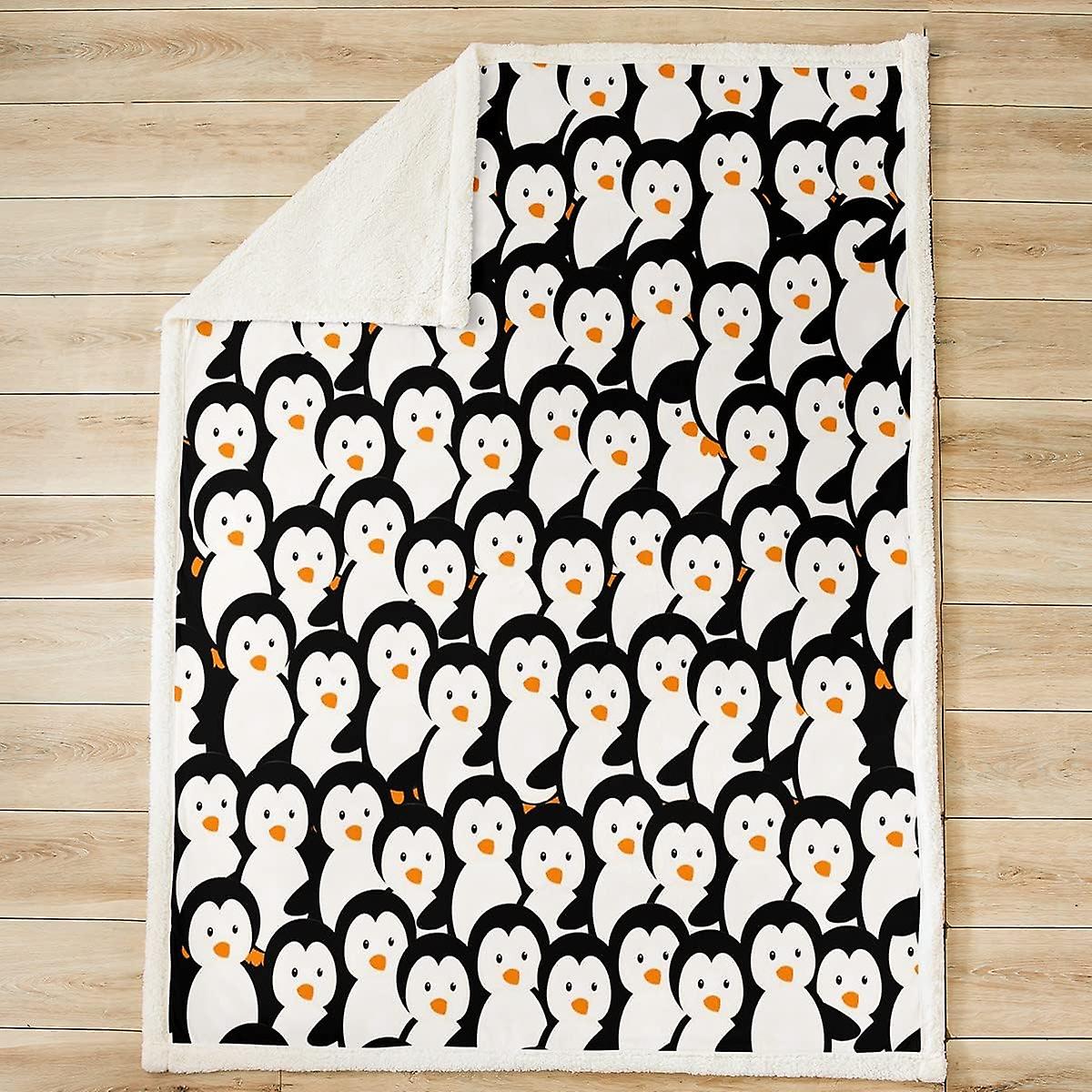 Pingvin Sherpa Filt Tecknad Pingvin Fleece Kasta Filt för barn Pojkar ...