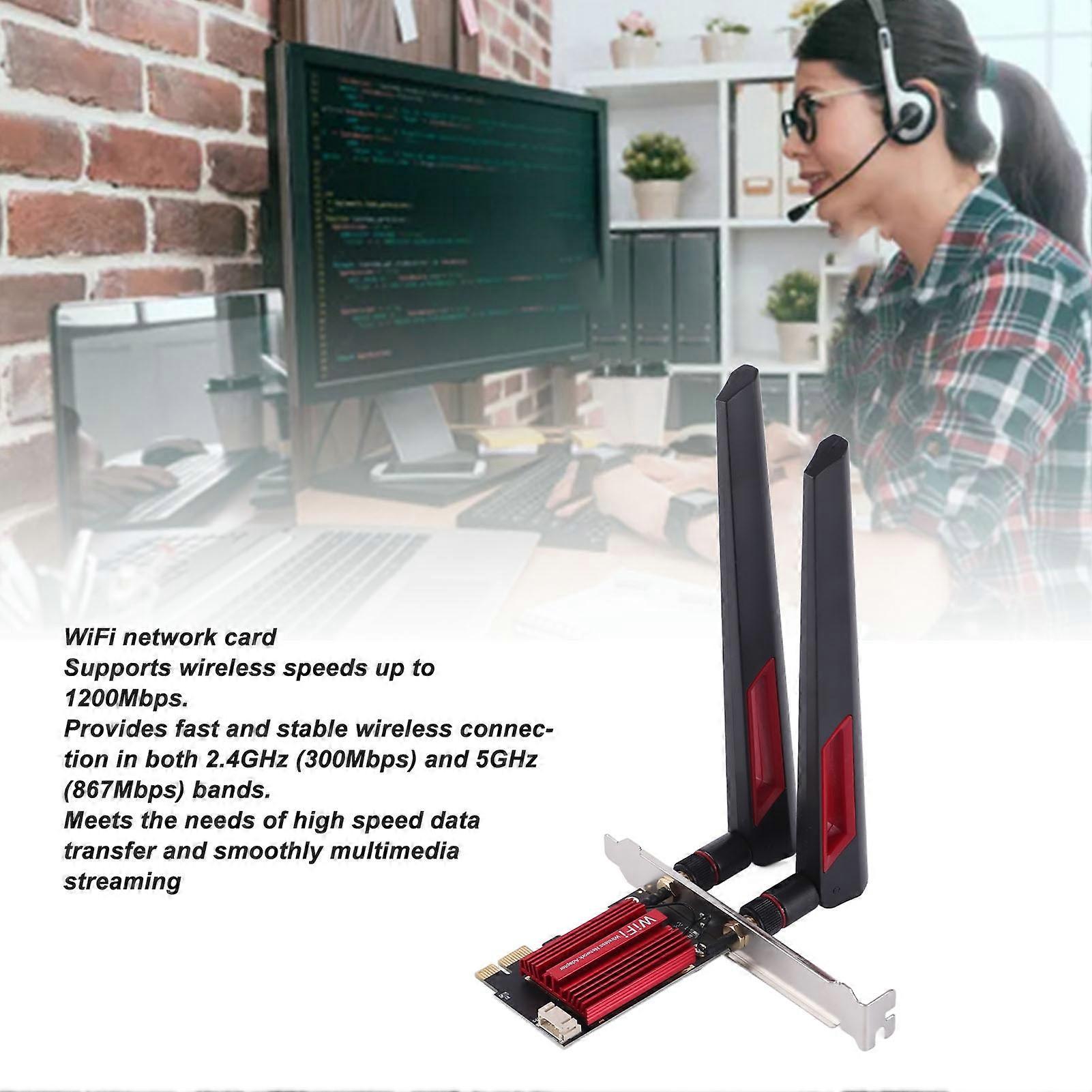 7260AC Pro PCIE WiFi Card 1200Mbps 2.4G 5G Dual Band BT4.0 PCIE ...