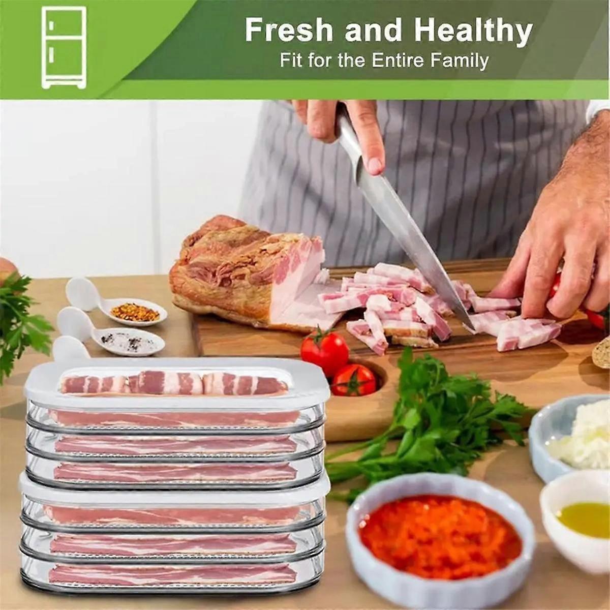 Lunch Meat Container for Refrigerator Bacon Preservation Box Bacon ...