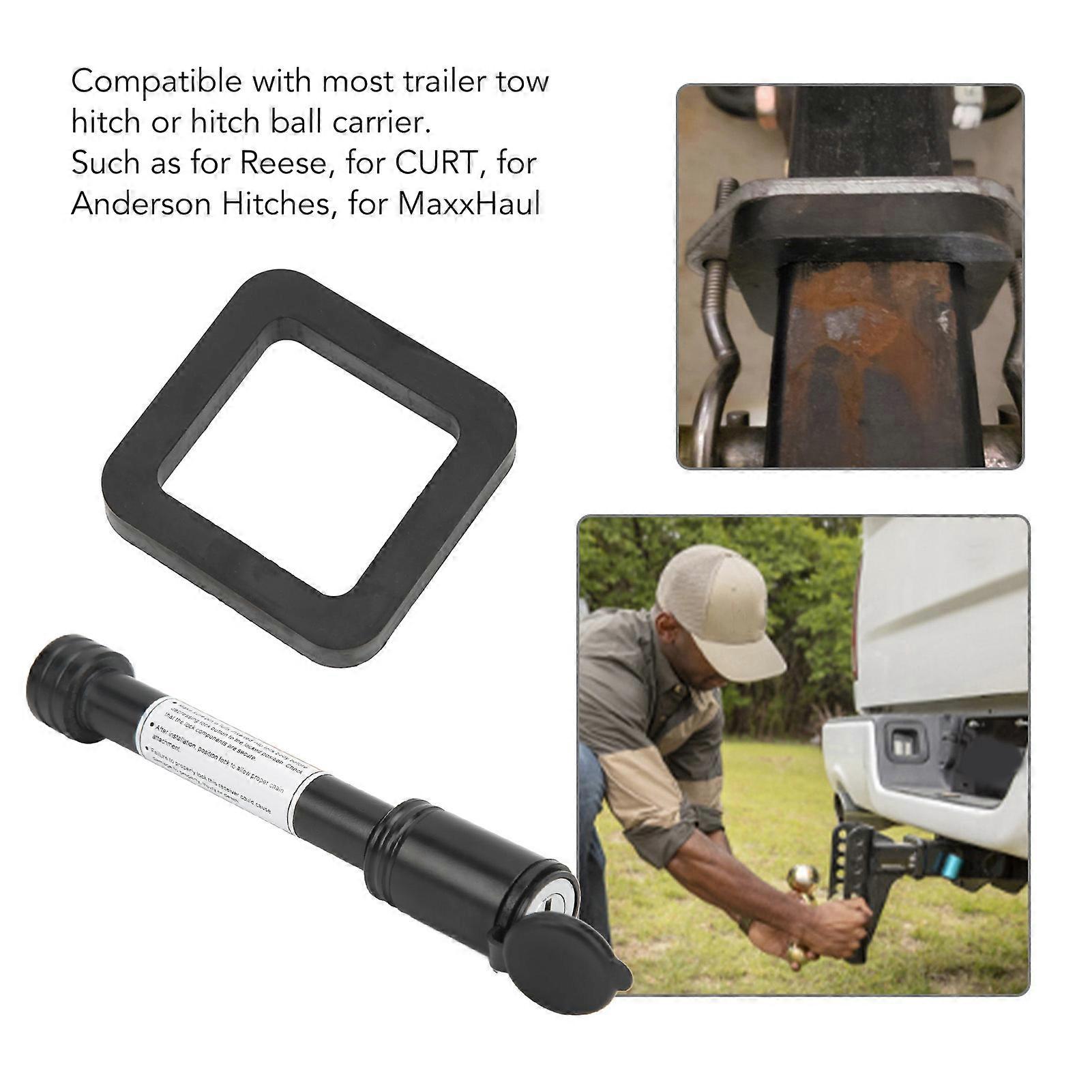 5/8in Trailer Hitch Receiver Pin Lock with 2in Silencer Pad Tubular ...