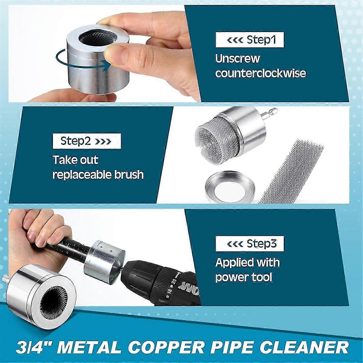 2 Pack Metal Copper Pipe Cleaner with 2 Replaceable Brushes Tube ...