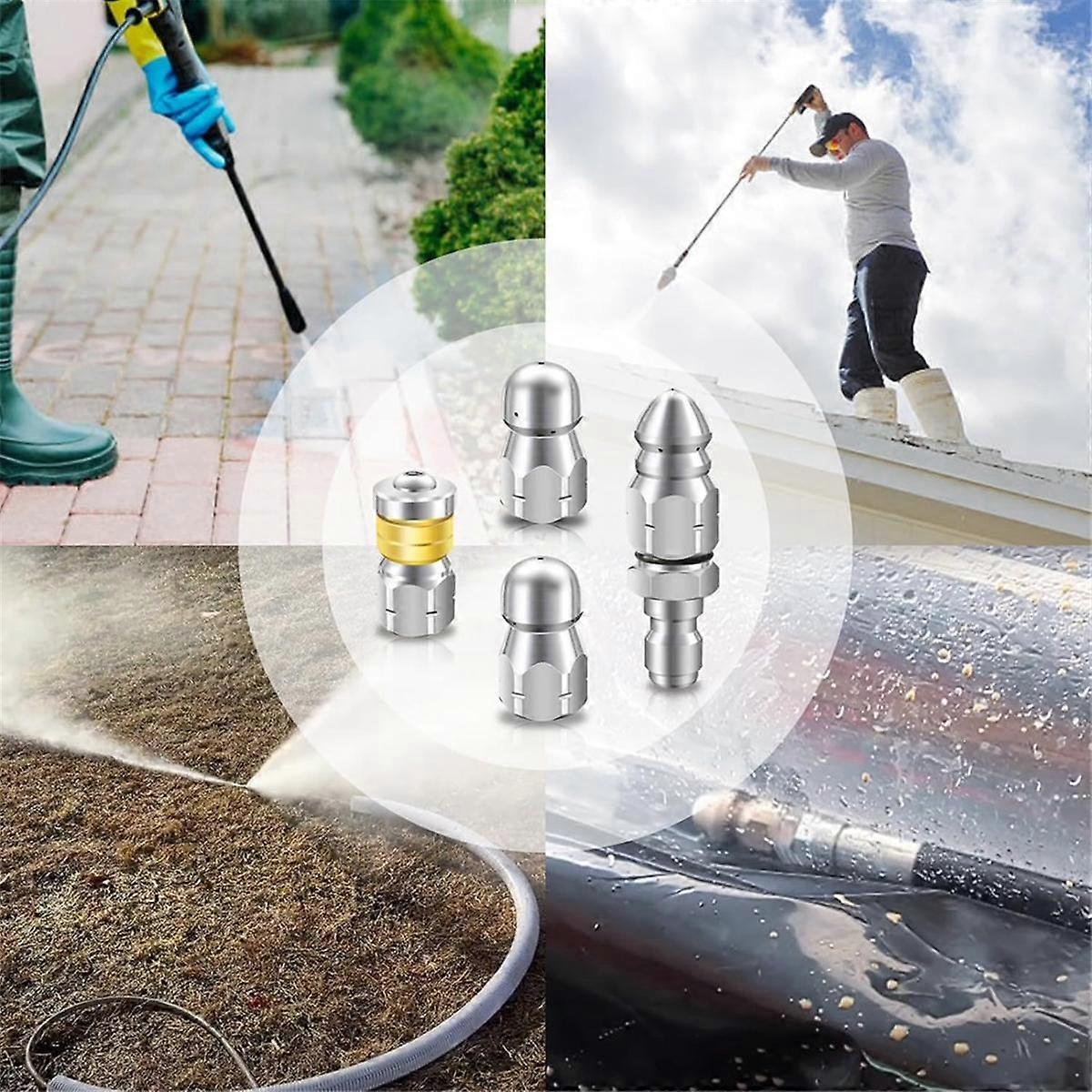 Sewer Jet Nozzle Kit, Stainless Steel Sewer Jetter 1/4 Inch NPT for ...