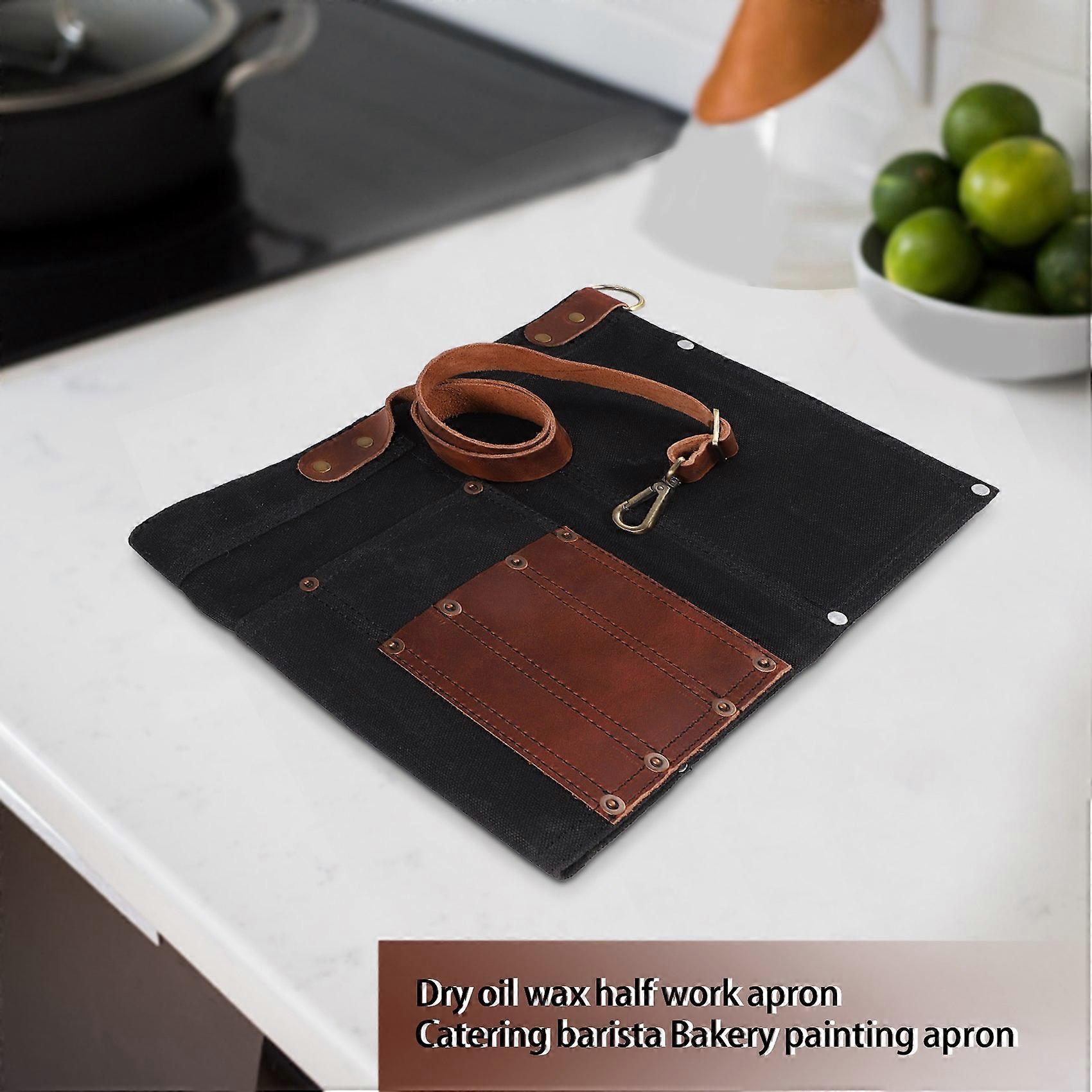 Multi Pocket Apron for Women Real Leather Canvas Half Apron Pocket ...