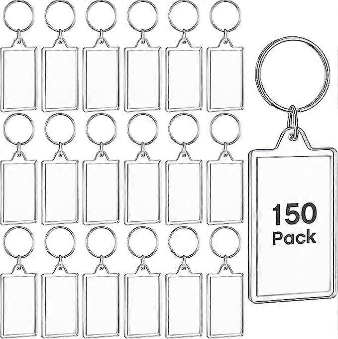 150 Pack Clear Acrylic Photo Picture Keychain Holder Rectangle Blank ...