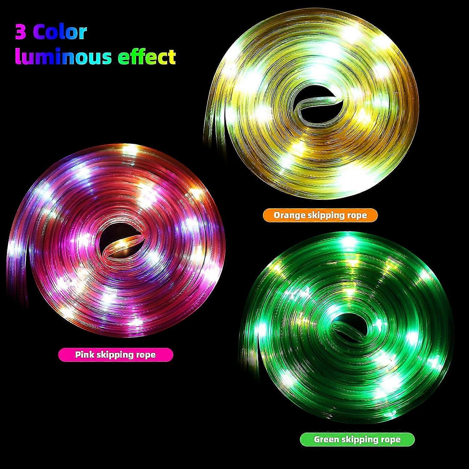 2 Pack Led Light Up Jump Rope Adjustable Length And Three Light Modes ...