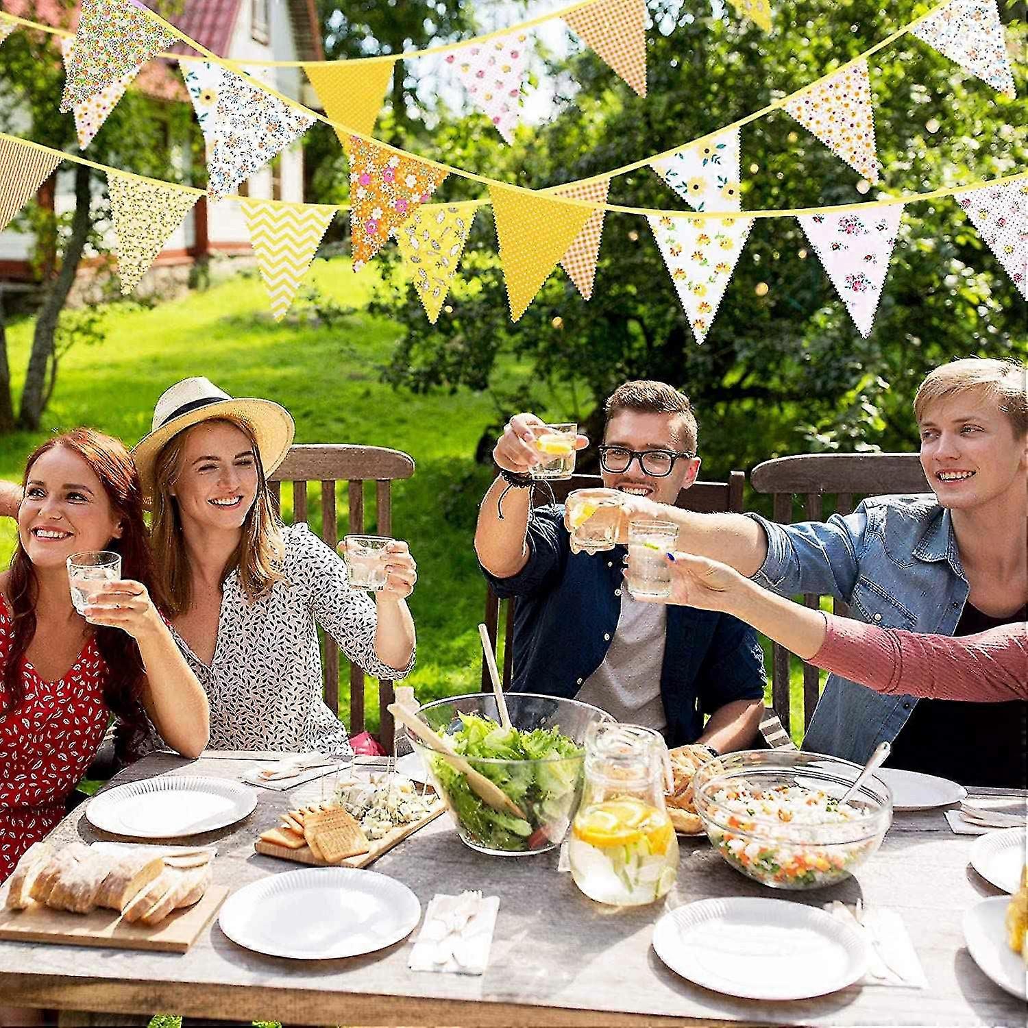 40 fot tyg vimpel banner vintage vimplar blommiga vimplar trippelhörn ...