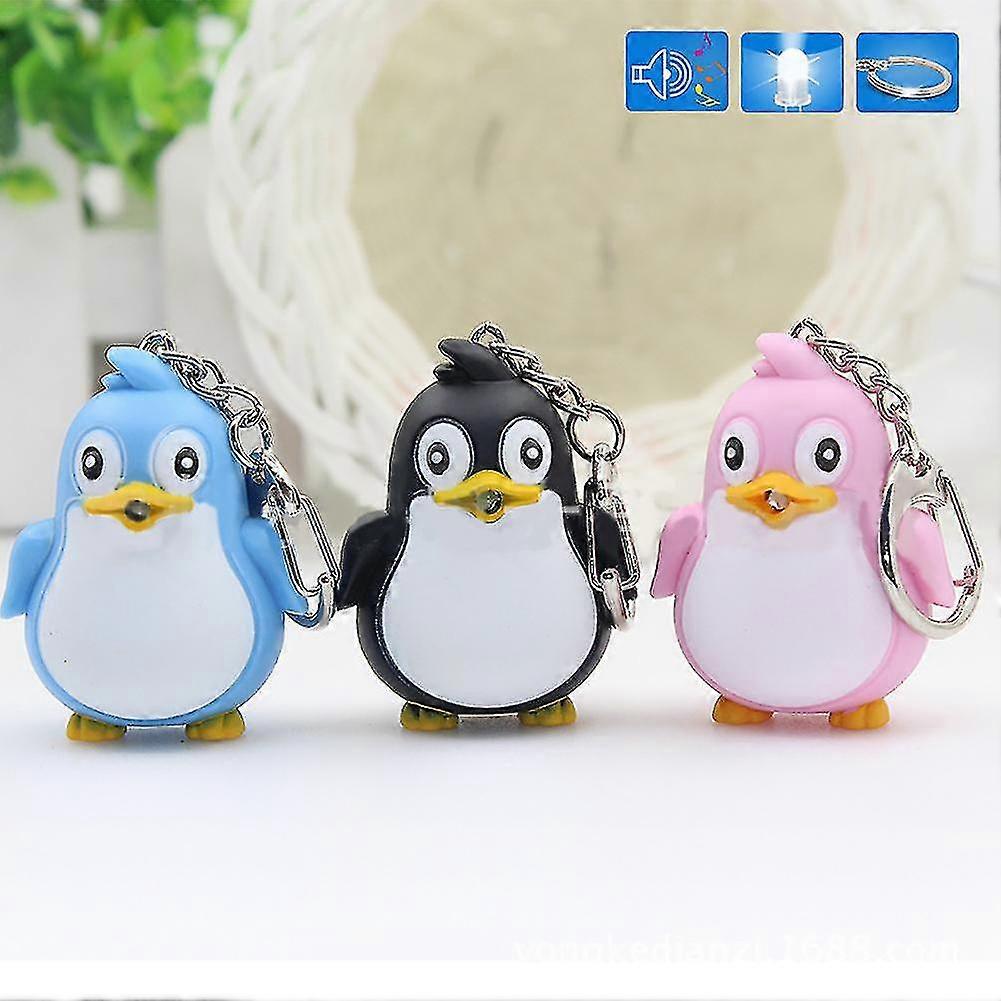 Cute Animal Penguin Led Light With Sound Key Chain Key Ring Torch Xmas ...