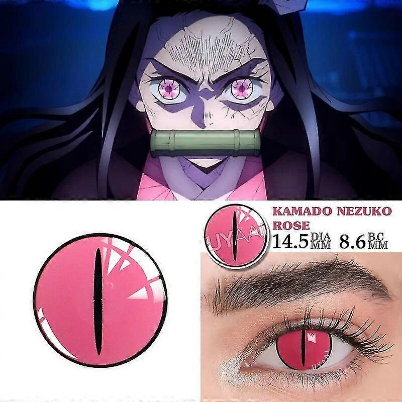 Tib 1 Pair Cosplay Color Contact Lenses Nezuko Cosplay Anime Eye ...
