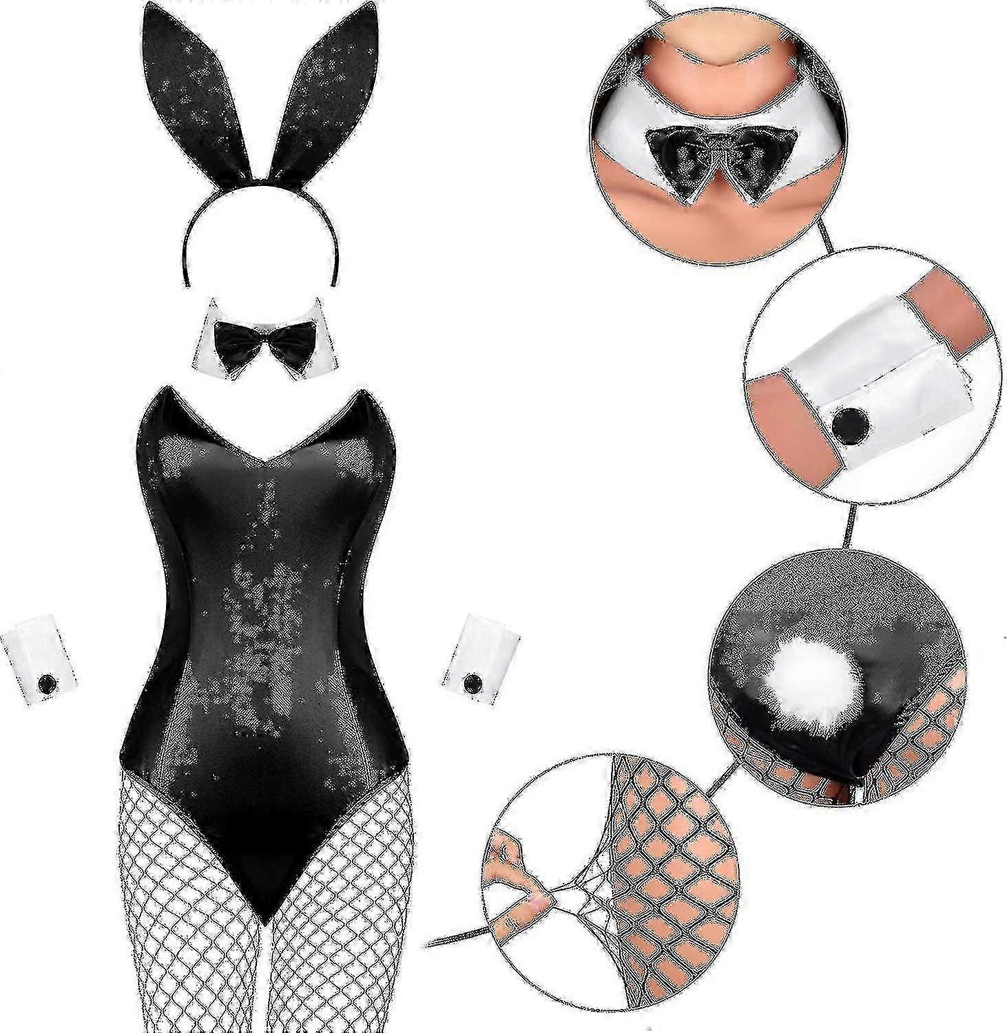 Bunny Costume Women Lingerie And Tails Bodysuit Role Play Rabbit Outfit ...